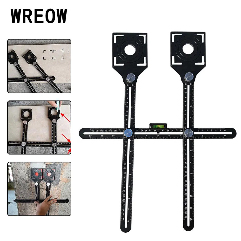 Drill Hole Locator Adjustable Position Ruler Universal Tile Marble ...