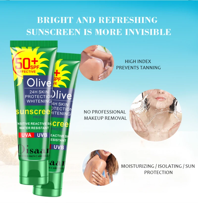 SPF 50+ Sunscreen Whitening Facial Body Sunscreen Sunblock Cream Oil ...