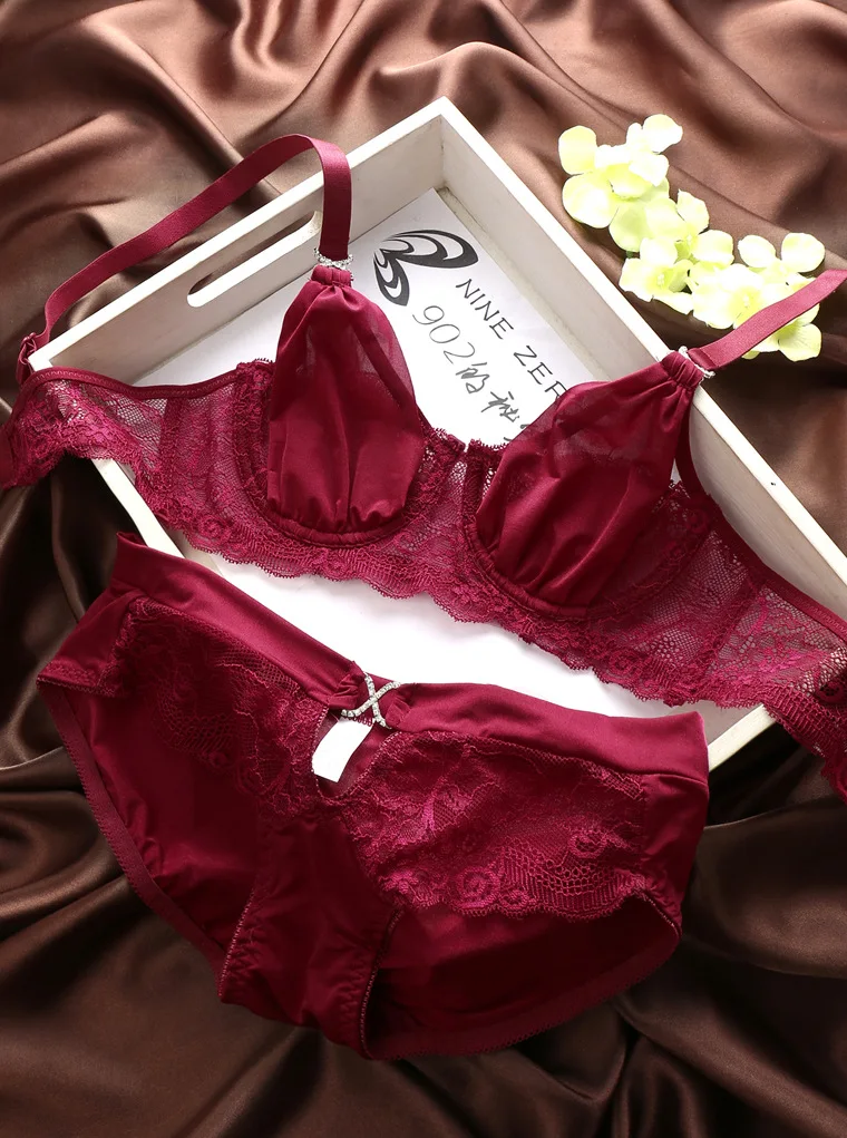 Ultra thin models in Europe and America summer sexy lace bra underwear ...