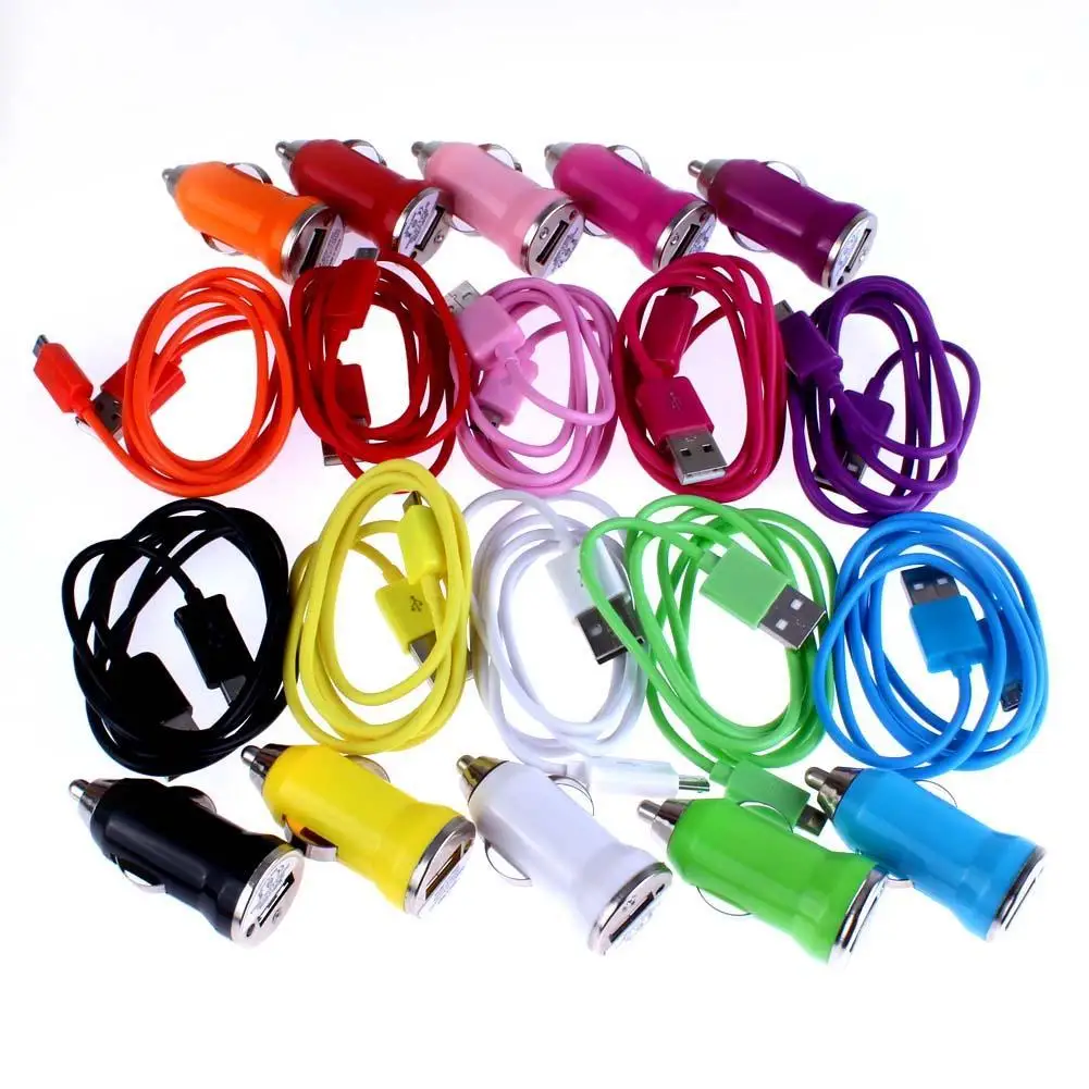Universal Micro USB Charging Cable + Car Charger Adapter Bullet For ...