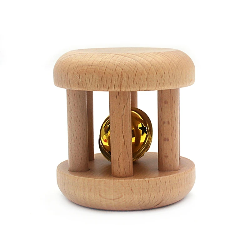 Montessori Baby Toys Wood Golden Rattles Wooden Cage Bell/Rattle ...