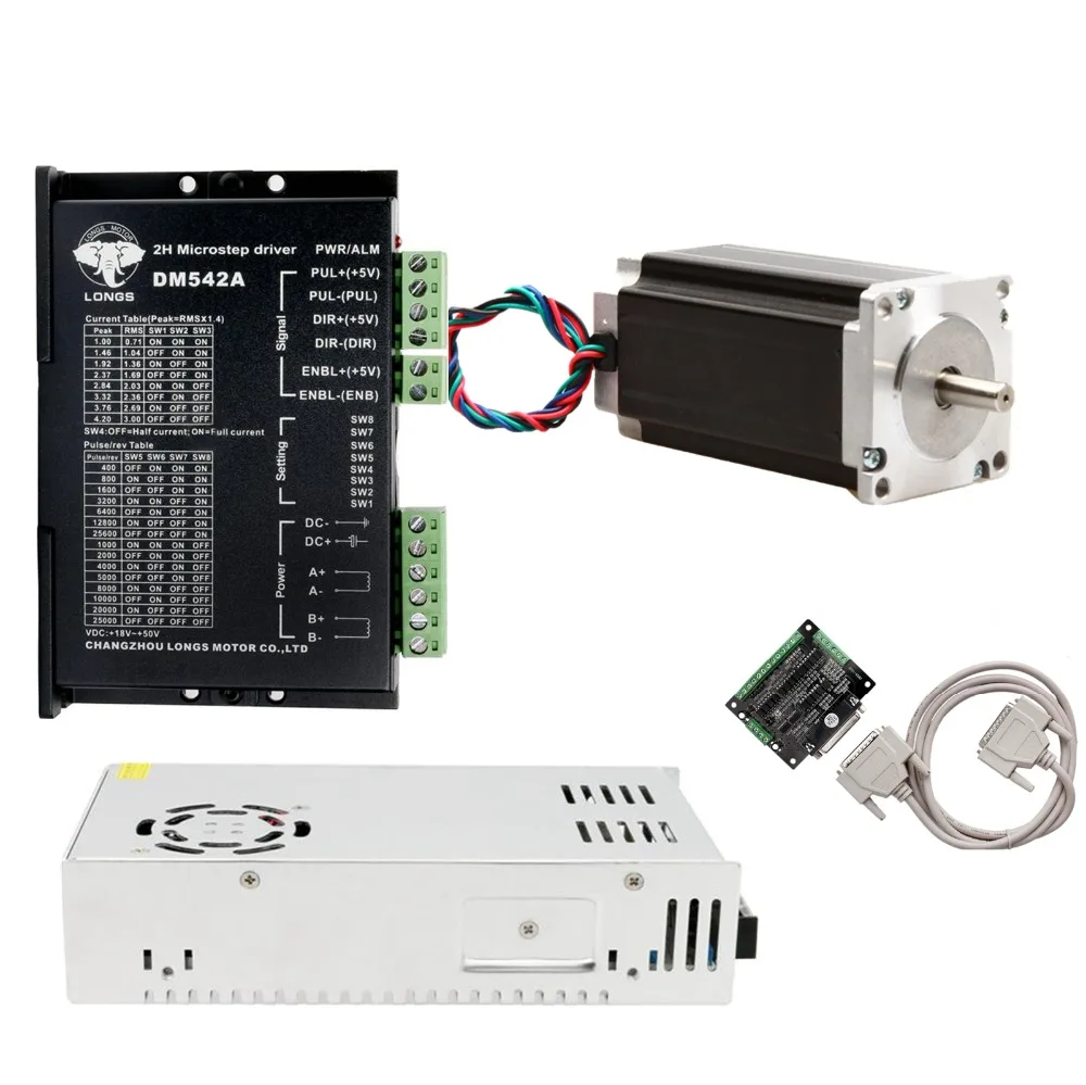 1 축 스테퍼 모터 Nema23 425oz. 23HS9430 3A 단일 샤프트 스테퍼 드라이버 DM542A CNC 라우터 조각 ...