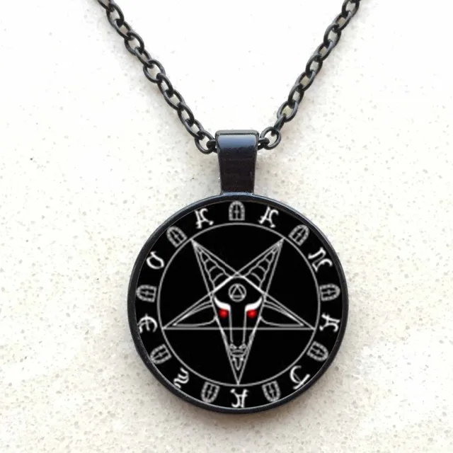 2019 New Glass Necklace Satan With Ball Chain Necklace Satanic Symbol ...