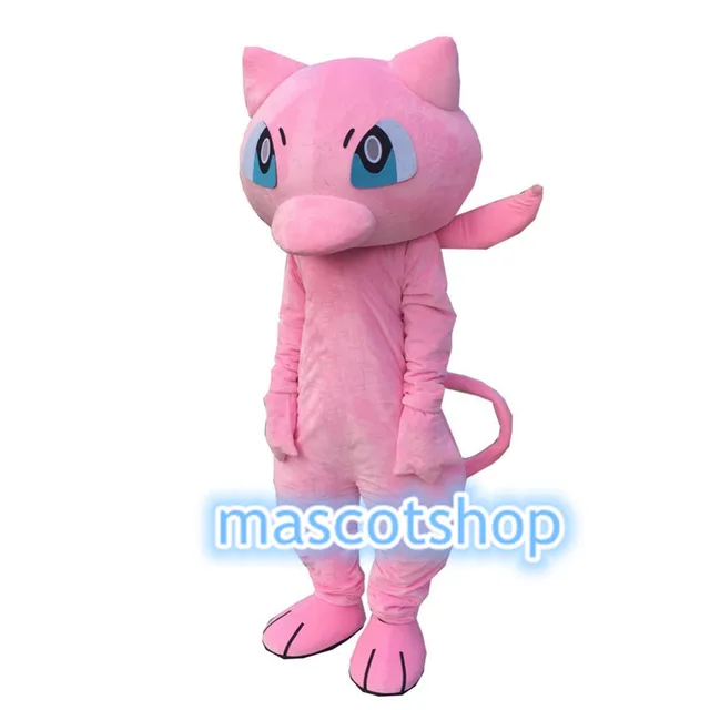 Pokemon Mew Mascot Costumes Pink Cat Costume Adult Unisex Suit For ...