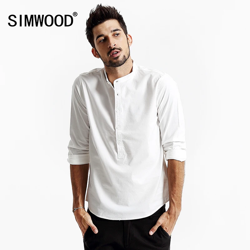 SIMWOOD 2018 New Item Solid Color Turnover Collar Single breasted Full ...