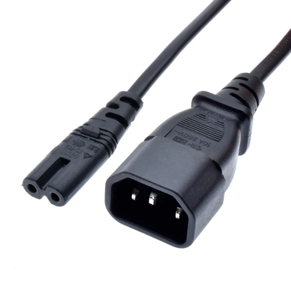 IEC-320-C14-3PIN-Male-Plug-to-Figure-8-C7-2PIN-Female-Power-Adapter ...