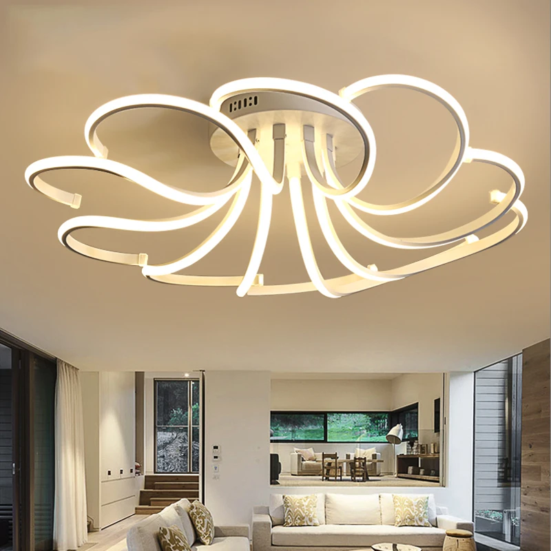 Modern Led lustre Iron Acrylic Chandeliers For living Room Bedroom ...
