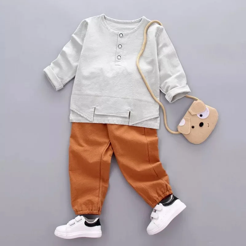 Children Baby Boys Clothing Set Spring Boys Cotton Long Sleeve Solid T ...