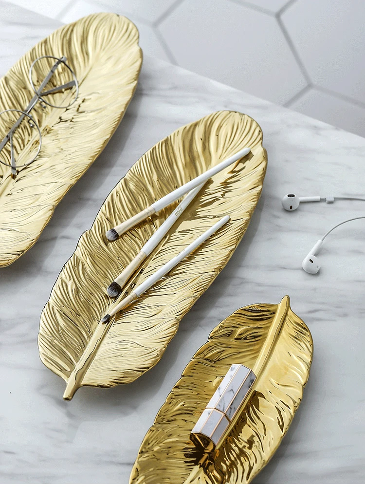 Plates Decorative Ceramic Feather Shaped Plate Dining & Serving Kitchen ...