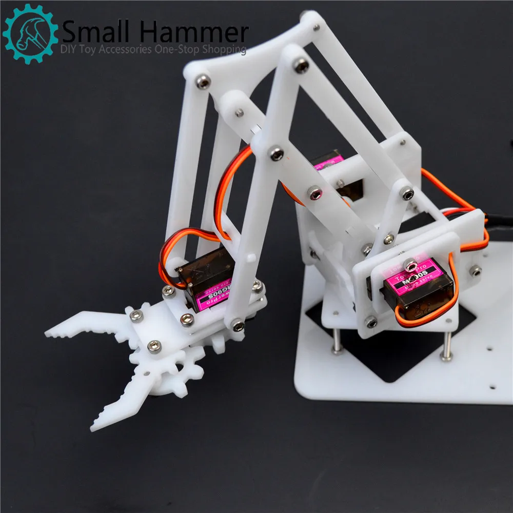 4 degrees of freedom acrylic assembled robotic arm white mg90s robot ...