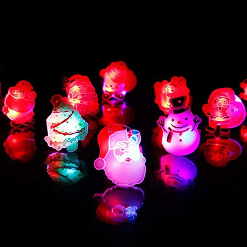 10Pcs Kids Christmas LED Rings Flashing Light Up Glowing Finger Rings ...