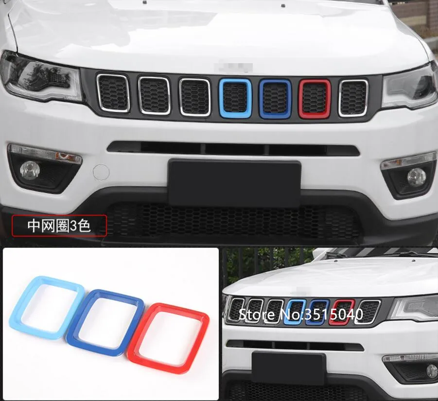 3 pcs Colorido Brand New ABS Car Frente Chrome Grade Da grade Capa ...