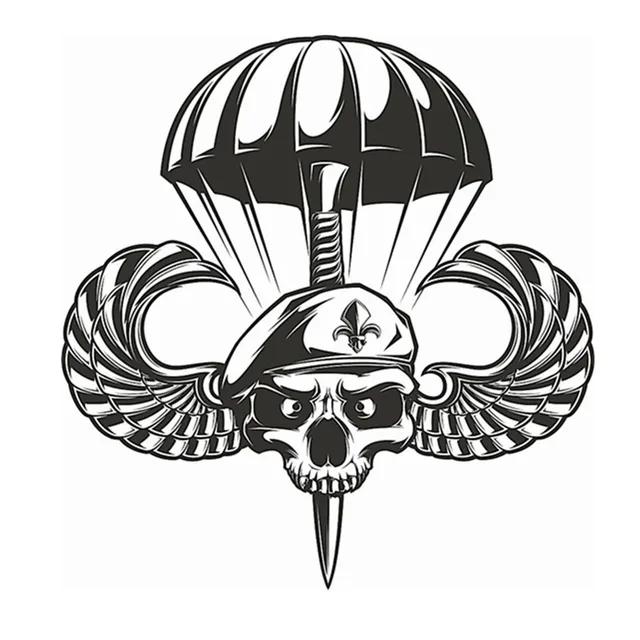 DCTAL Skull Dagger Wing Parachute Soldier Sticker Punk Death Decal ...