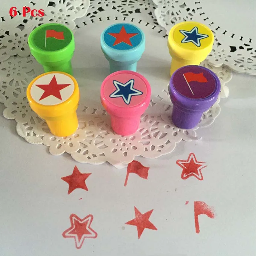 6 Pcs Star Flag Toy Stamp Self Inking Kids DIY Handmade Scrapbook Photo ...