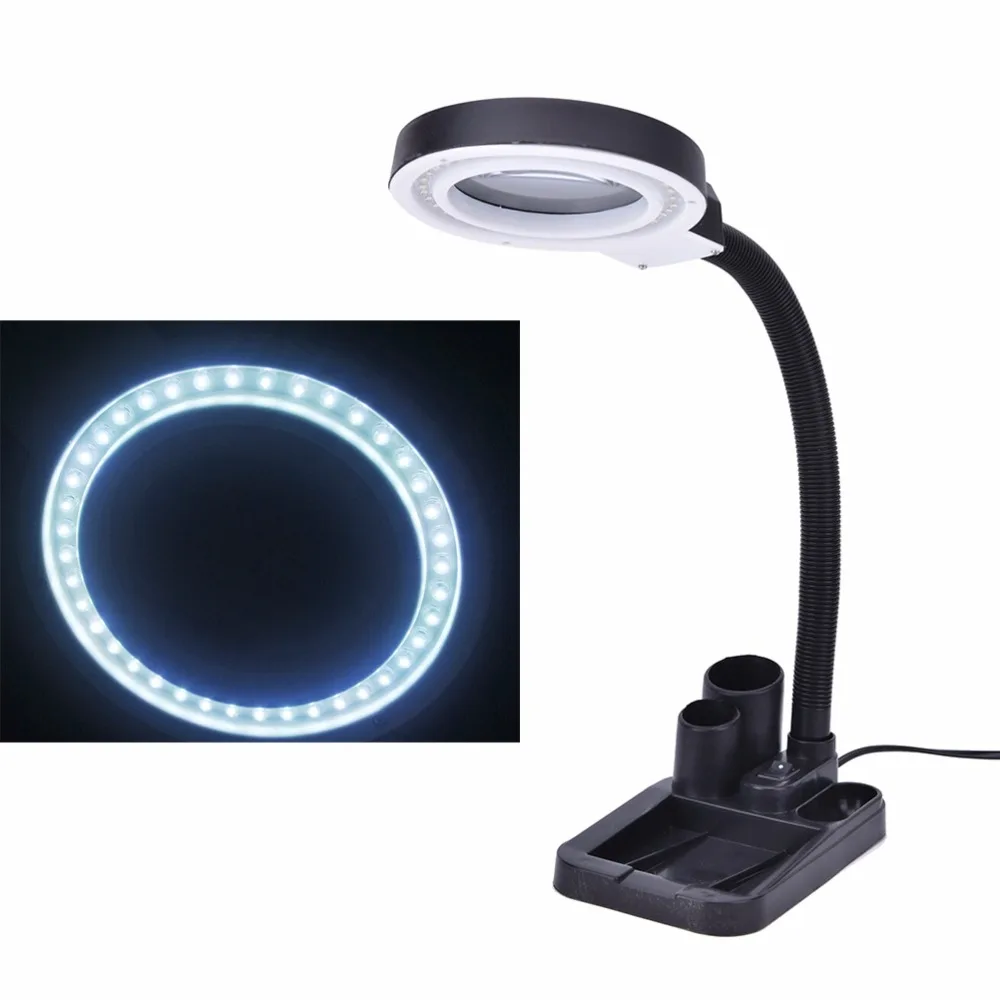 Magnifying Crafts Glass Multi Function Desk LED Lamp 5X 10X 