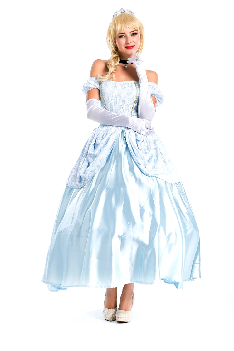 Halloween Cinderella Costume Party Fairy Light Blue Dress with bustle ...
