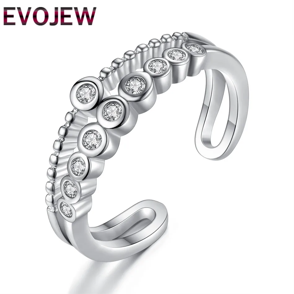 EVOJEW Luxury AAA Crystal Open Finger Bridal Rings Sets For Women ...