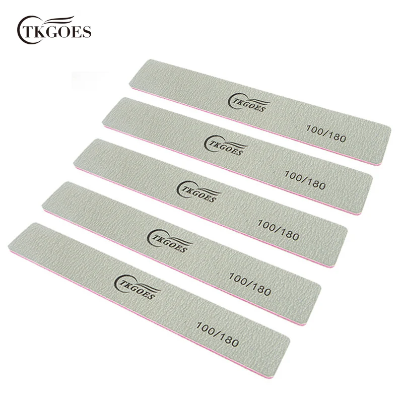 TKGOES 5 Pieces Grey Acrylic Nail File 100/180 Nail Art Buffer Sanding ...