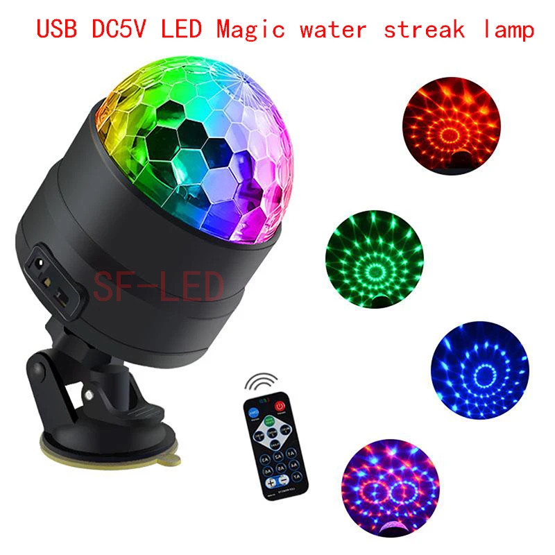 IR Remote RGB LED Crystal Magic Rotating Ball Stage Light 1m USB DC5V ...