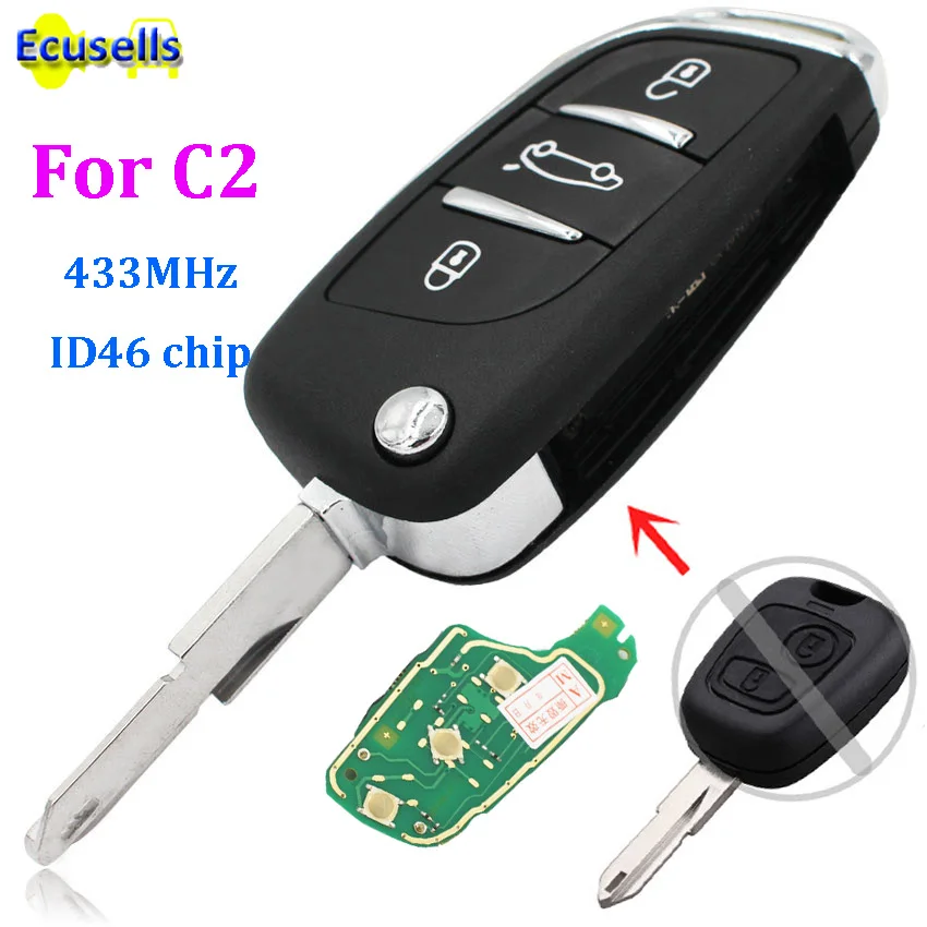 NEW-DS-Style-3-buttons-Folding-flip-key-for-Citroen-C2-REMOTE-KEY-FOB ...