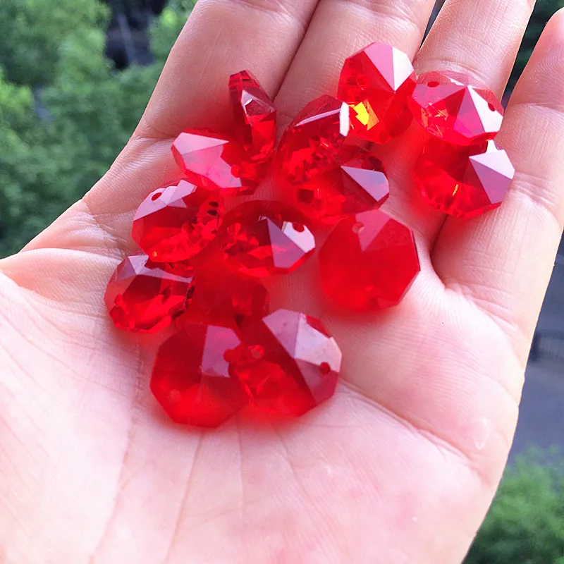 Wholesale-Price-500pcs-lot-14mm-Glass-Beads-Red-Crystal-Octagon ...