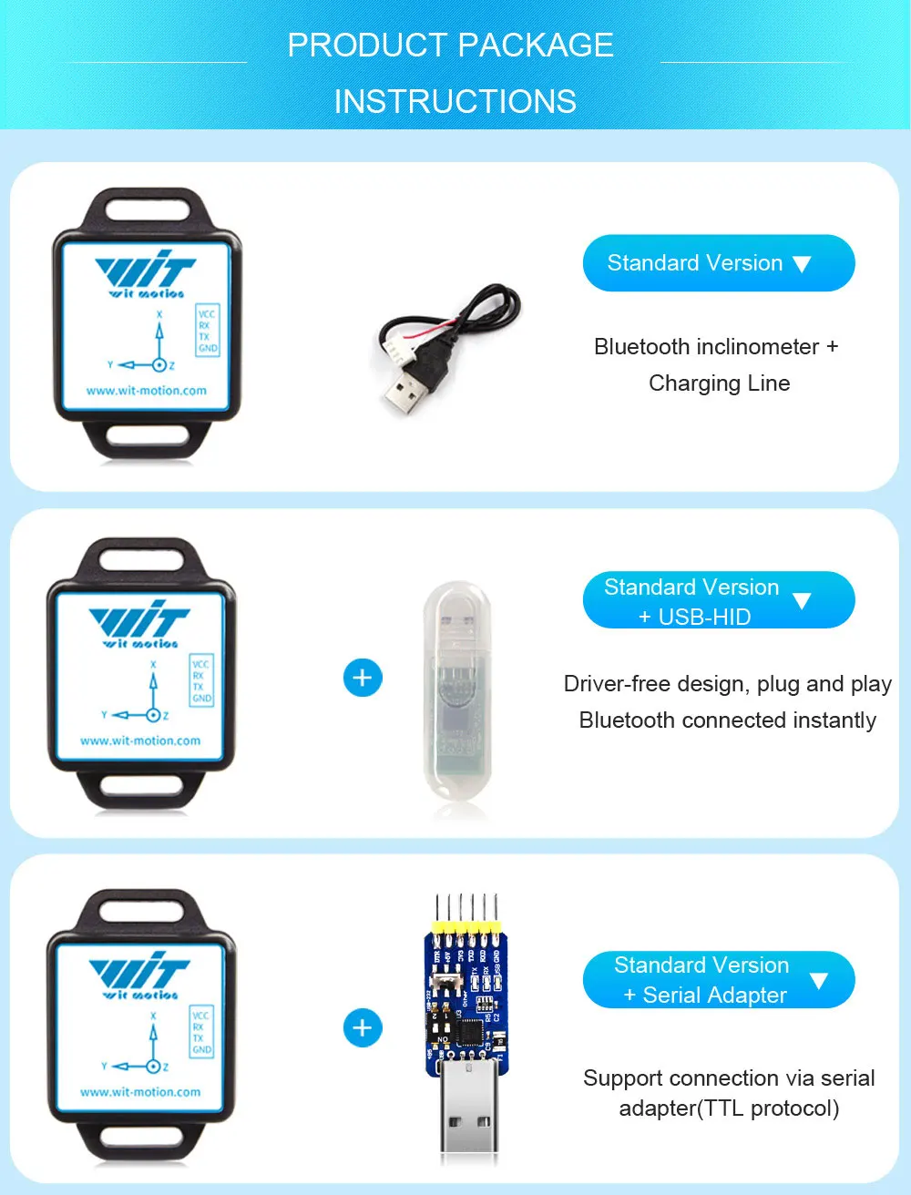 Bluetooth Цифровой Инклинометр компас, BWT901CL AHRS акселерометр ...