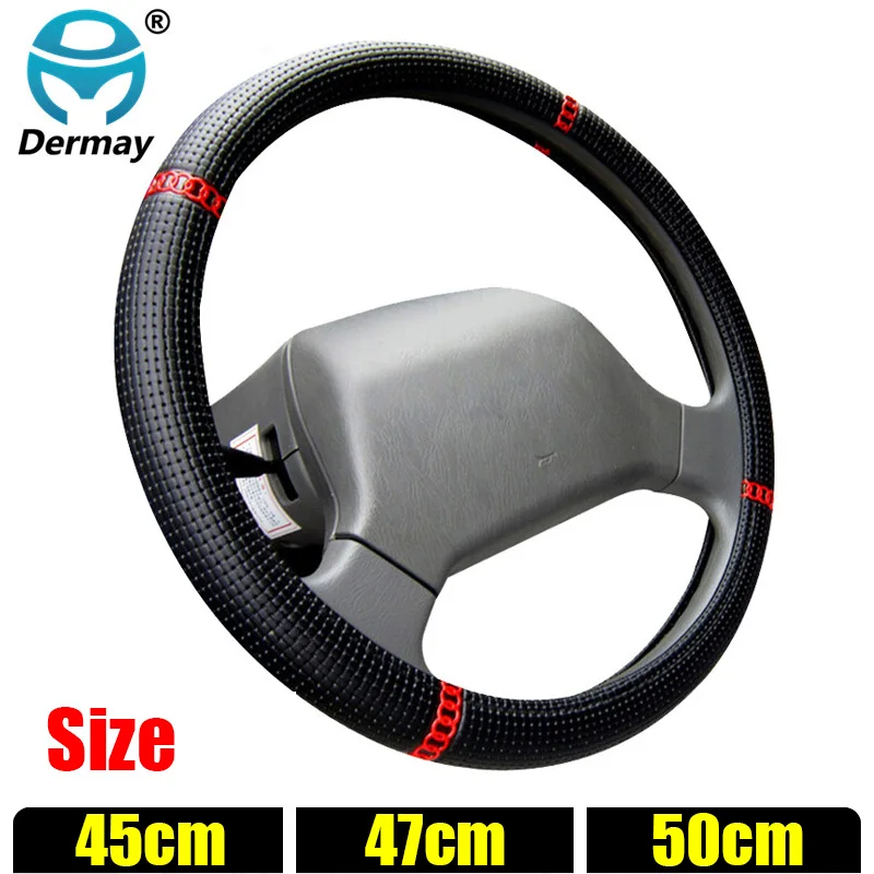 Size 45cm 47cm 50cm Car Steering Wheel Covers Faux Leather Black With ...