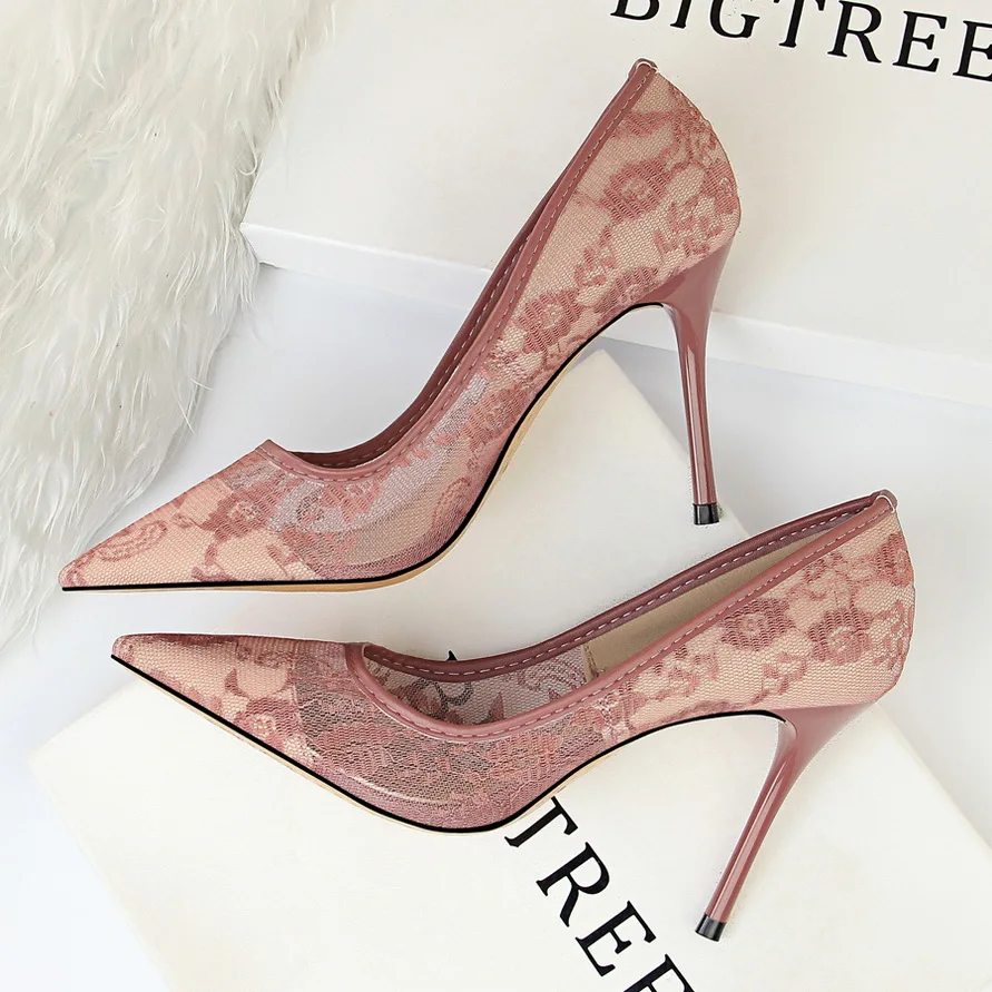 Bigtree Shoes Women Pumps Fashion Wedding Shoes Women High Heels Lace ...