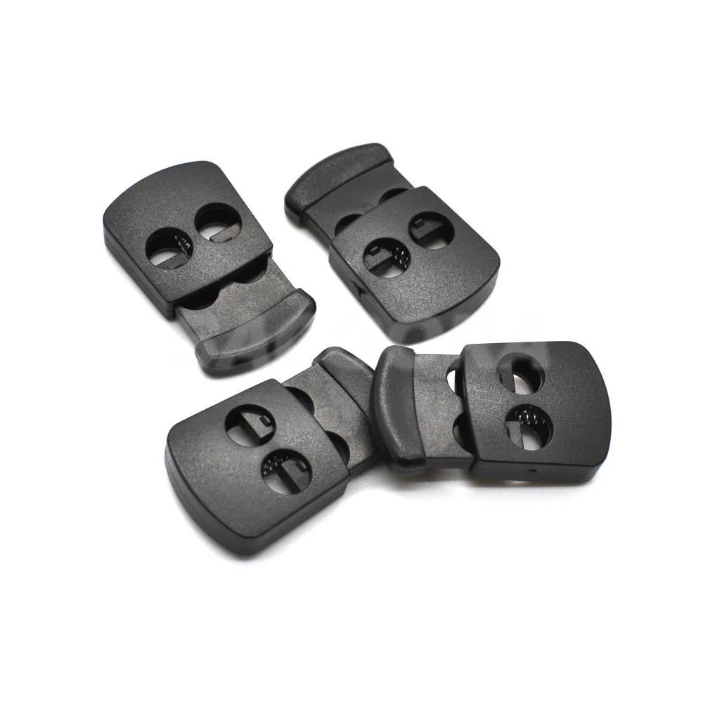 10pcs/pack 2 Holes Cord Lock Toggle Stopper Plastic Toggle Clip Black ...