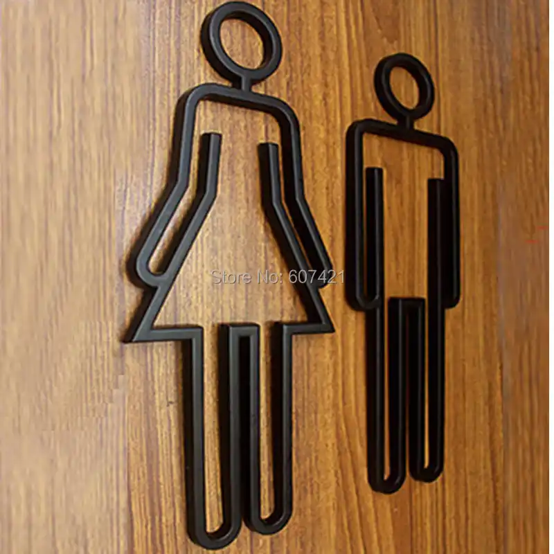 Acrylic Toilet Symbol Adhesive Backed Bathroom Toilet Door Sign for ...