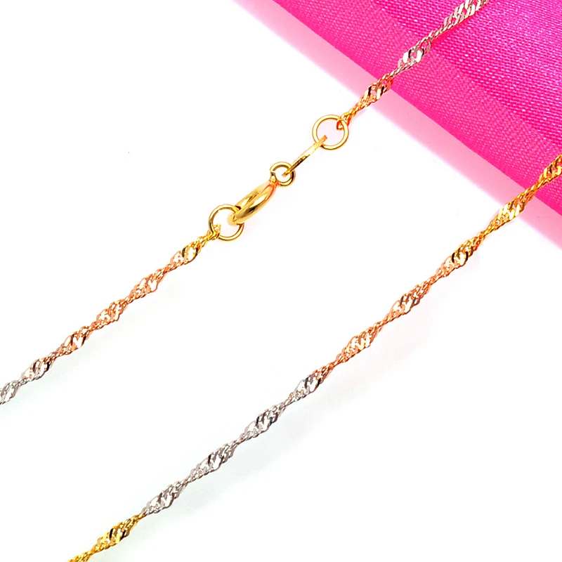 Solid-18K-White-Gold-Necklace-Women-AU750-Gold-water-ripple-Chain ...
