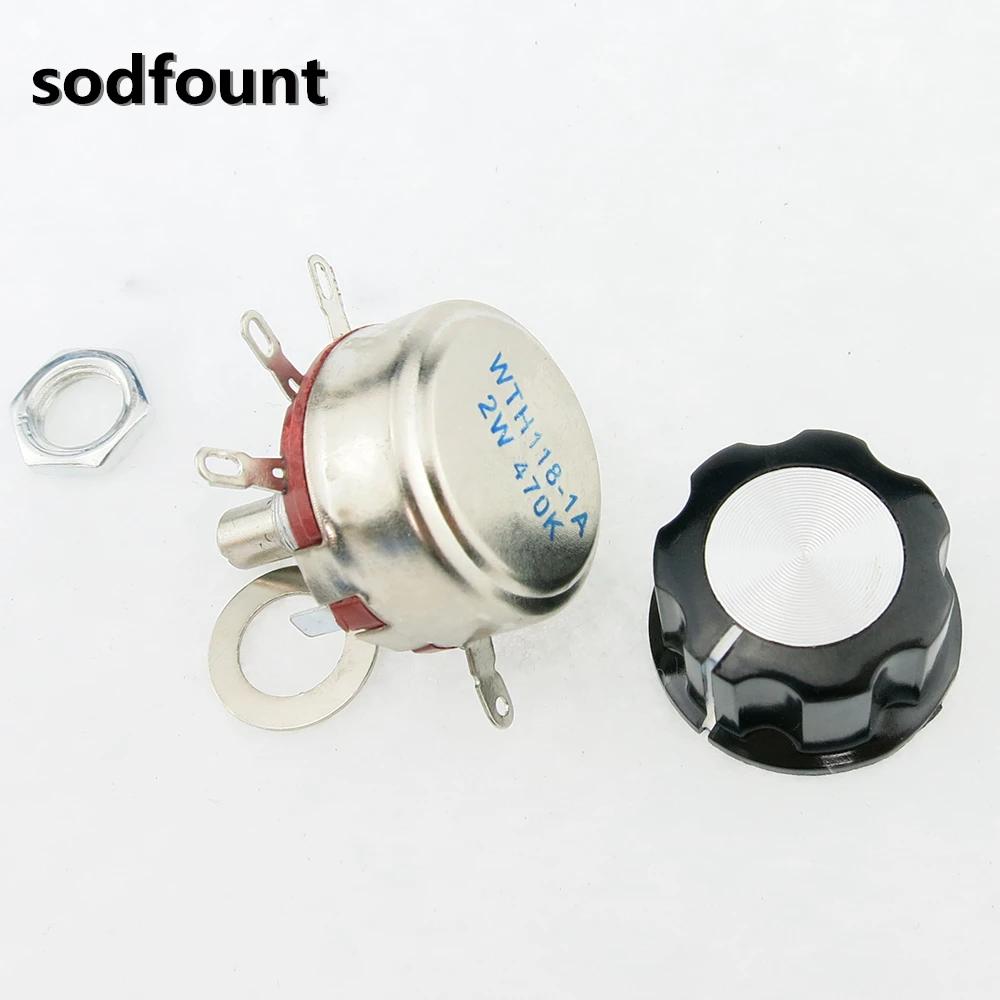 Wth118-1a 2w 470k Ohm Rotary Taper Potentiometer With Knob 2 Watts For ...