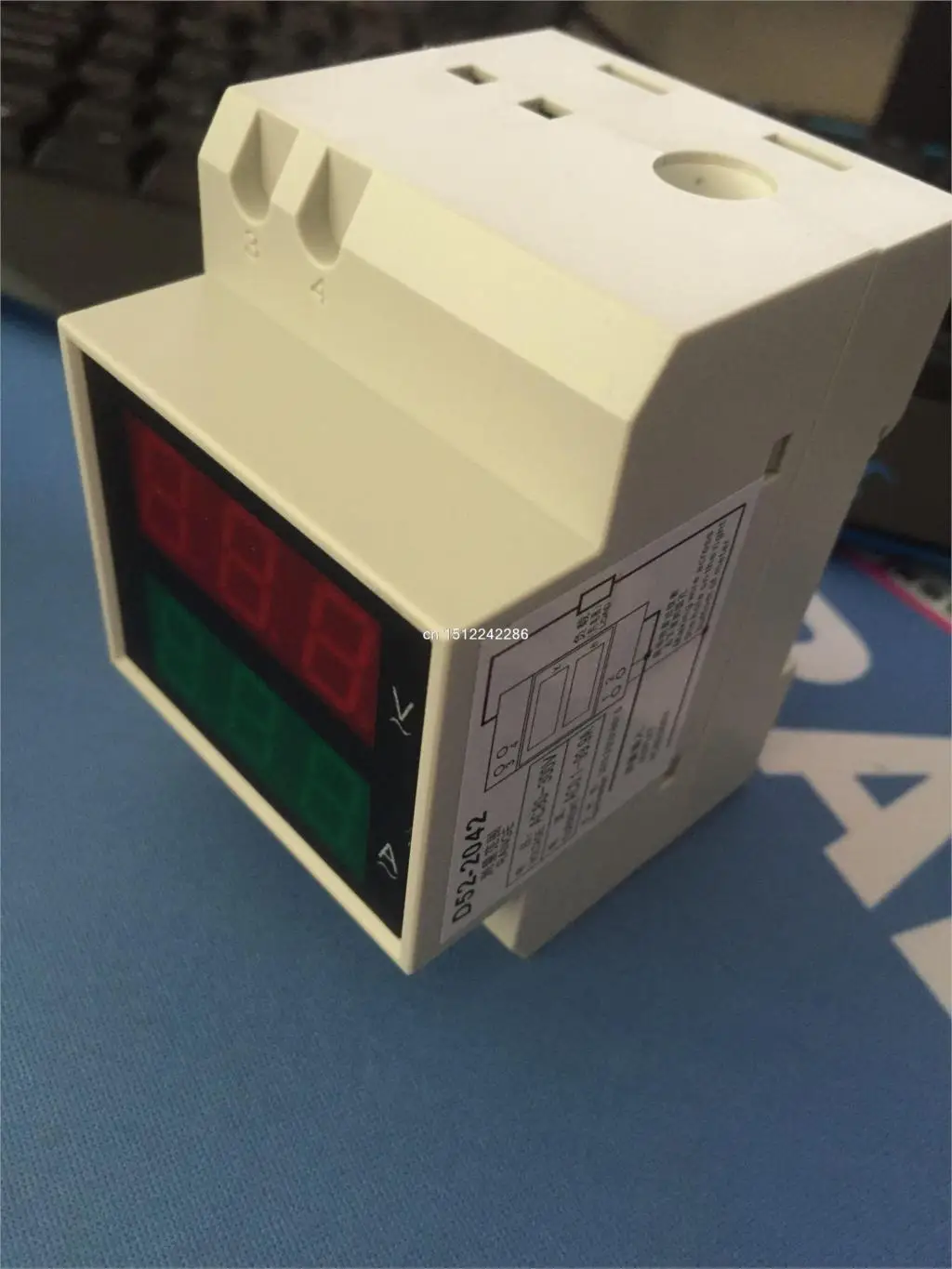 Din rail Dual LED display Voltage and current meter Din rail voltmeter ...