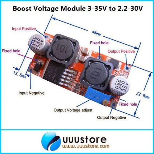 Mini Dc-dc Boost Converter Module 3-35v Convert To 1.25-30v Solar Panel ...
