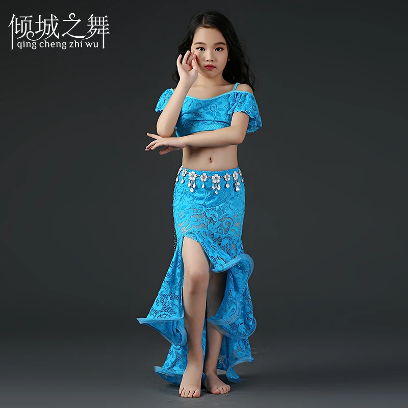 New Cute Belly Dance Children Practice Clothes Suit Lace Top+Short ...