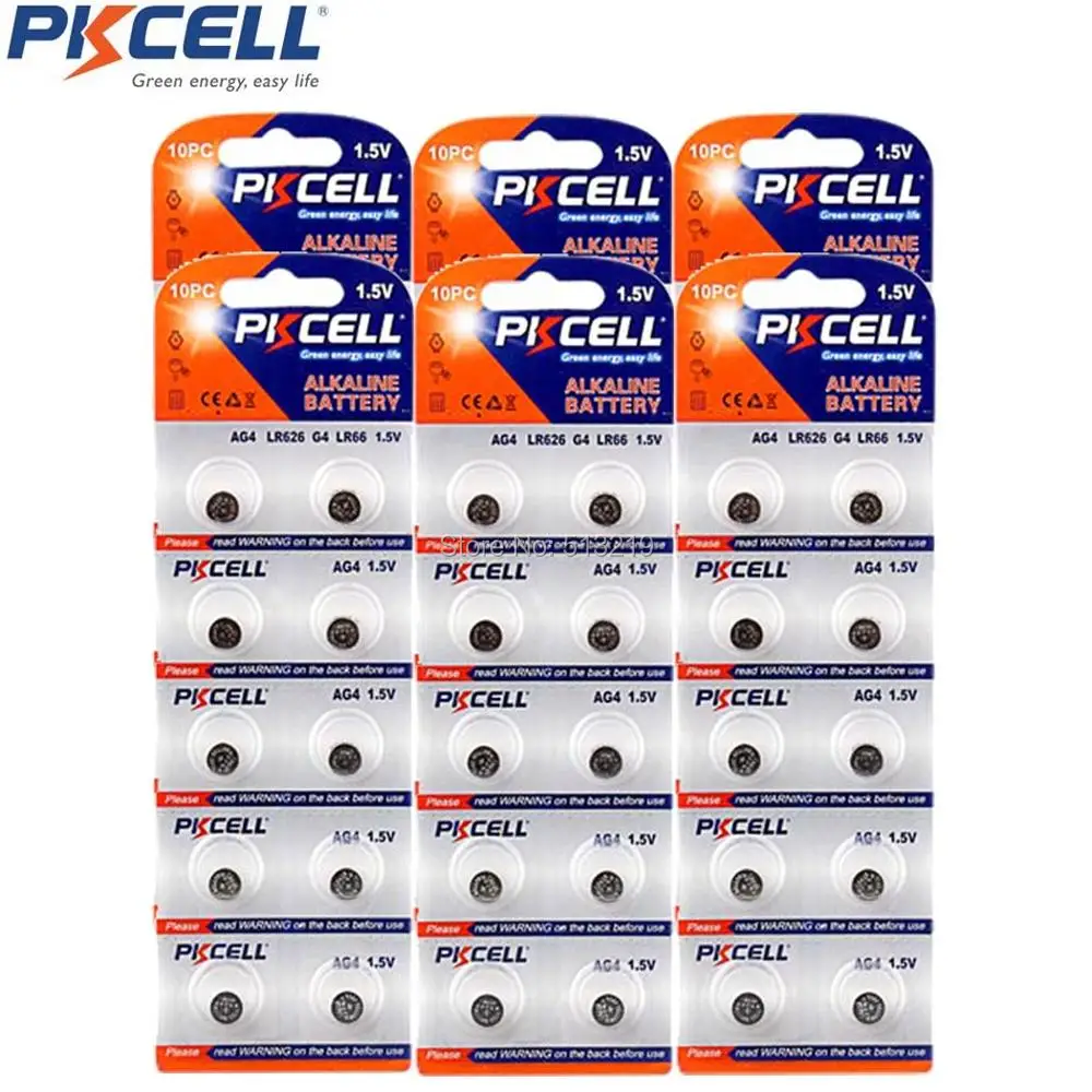 60Pcs/6Card 18mAh 용량 AG4 377A 377 LR626 177 SR626SW SR66 LR66 버튼 셀 시계 ...