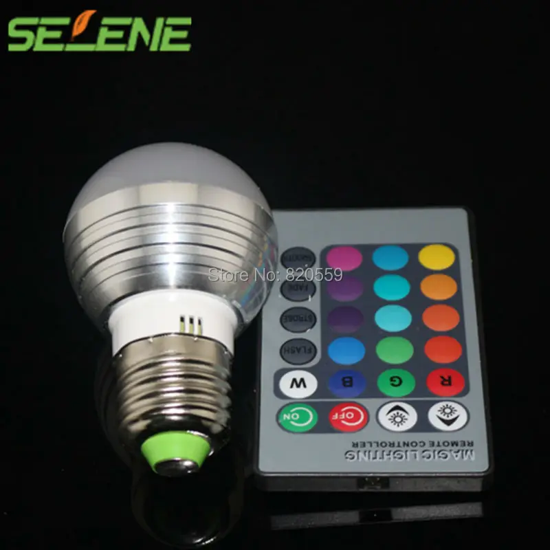 3W RGB E27 16 colores LED Bombilla lámpara de focos LED iluminación bombilla 85 265V + IR ...