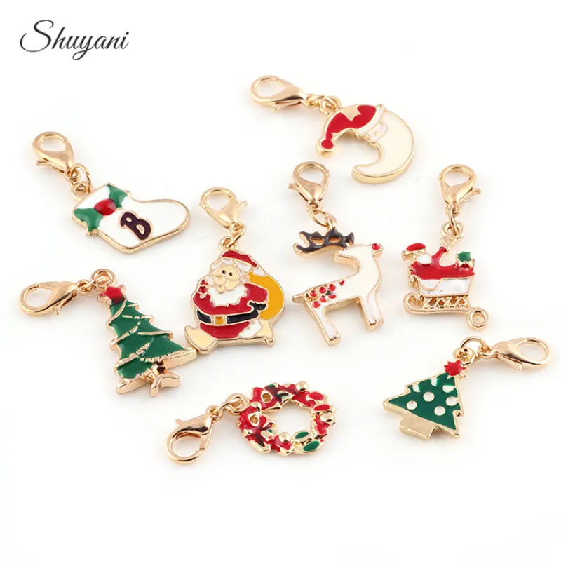 20PCS Mix Christmas Charms Drop Oil Enamel Christams Charms Pendant ...