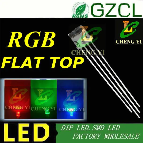 좋은 품질 4 다리 3 색 led 다이오드 5mm 평면 상단 rgb dip led R1.8 2.2V gb 3.0 3.5 v ...