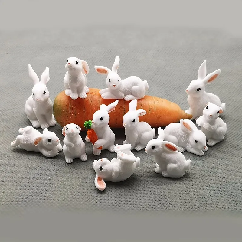 1 Pcs 12 Style Cute Rabbit Easter Decoration Miniature Hare Animal ...