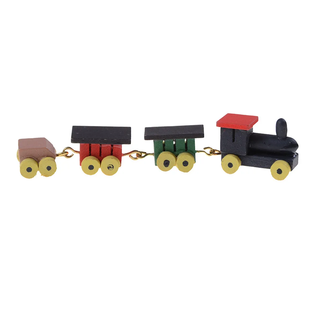 Wood Trains Model Toys Gifts for Children 1/12 Dollhouse Miniature ...