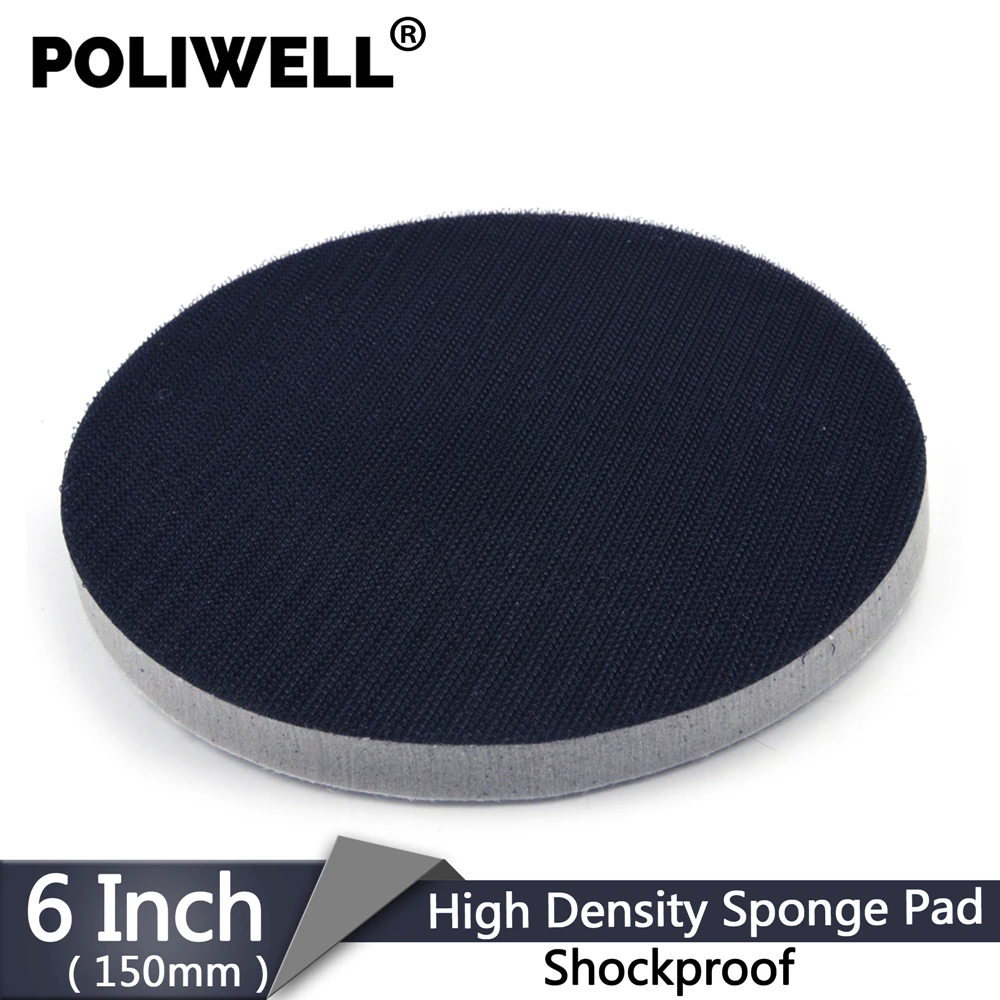 Poliwell 6 Inch 150mm High Density Sponge Interface Pad Hard Hook ...