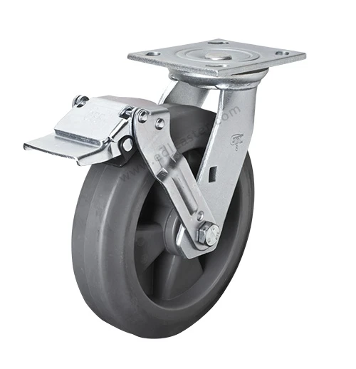 1PC EDL Heavy Duty 8 Inch Casters Wheels 400Kg TPE Wheels Castors Plate ...