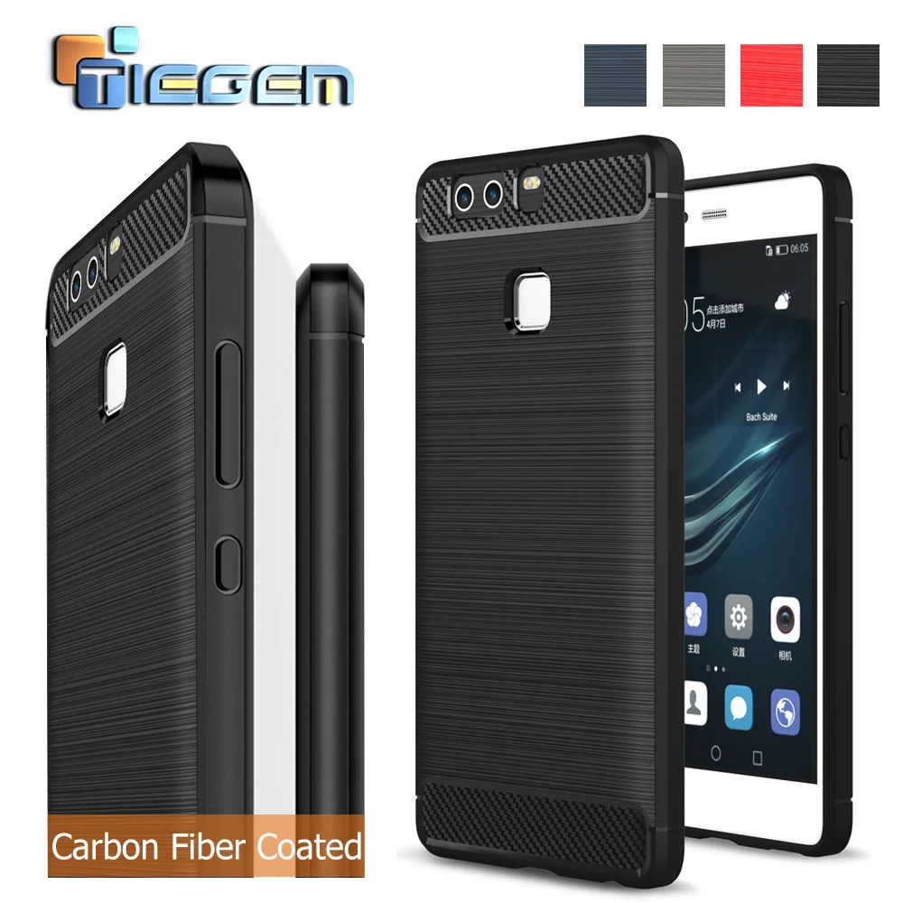 Phone Cases for Huawei P9 P9 Lite Case Luxury Silicone+TPU Armor Carbon ...