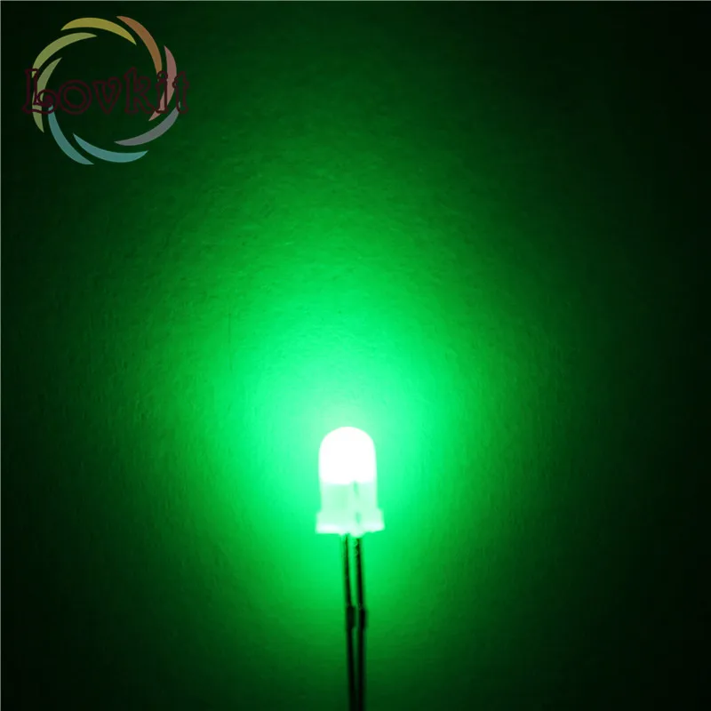 50pcs 3mm Green Flat Top Diffused Green LED Light Lamp Leds Individual ...