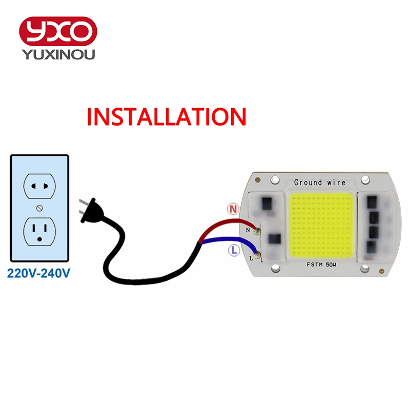 YXO YUXINOU светодиодный COB чип 50 Вт 40 Вт 30 Вт 20 Вт 10 Вт AC 220 В 110 В без необходимости ...