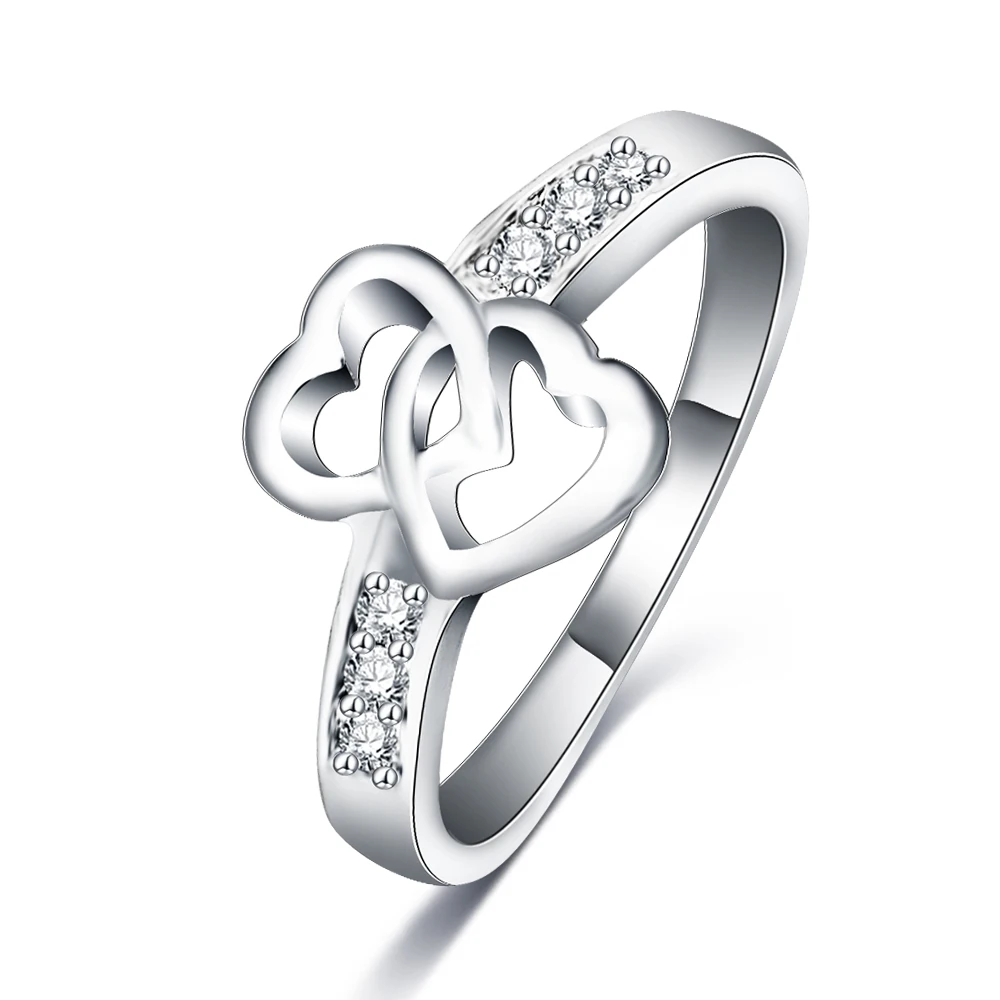 LZESHINE 2017 New Ladies' Ring Double Love Heart Shape Promise Rings ...