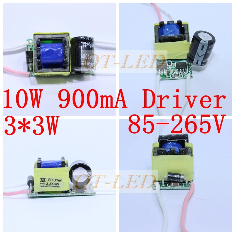 3X3W led driver 3*3W driver for 10W led chip 900mA 6W 9Wdriver 85 265V ...
