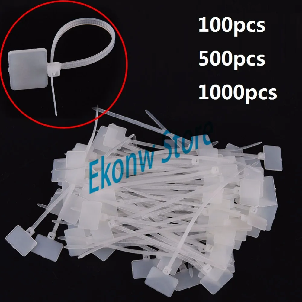 100pcs-500pcs-1000pcs-White-Plastic-Nylon-Mark-Tags-Label-Sticker-Cable ...