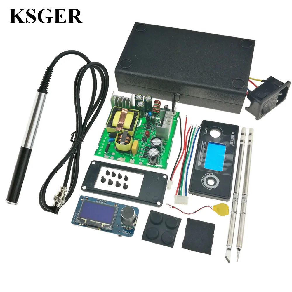 KSGER STM32 V2.1S T12 OLED паяльник станция наконечники алюминиевый сплав 9501 ручка контроллер ...